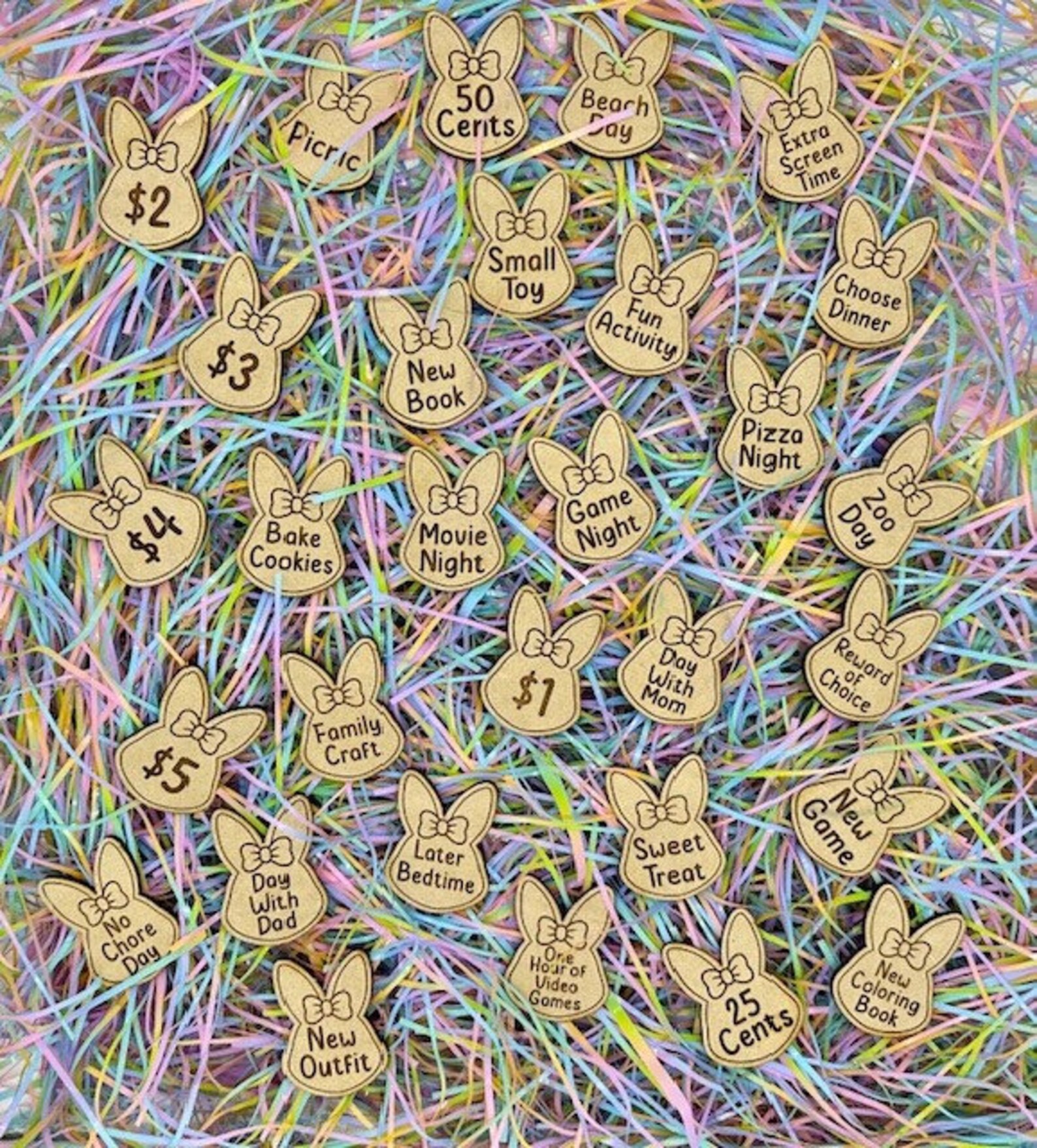 30 Easter Reward Tokens, Easter Engraved Tokens, Easter Basket Tokens ...