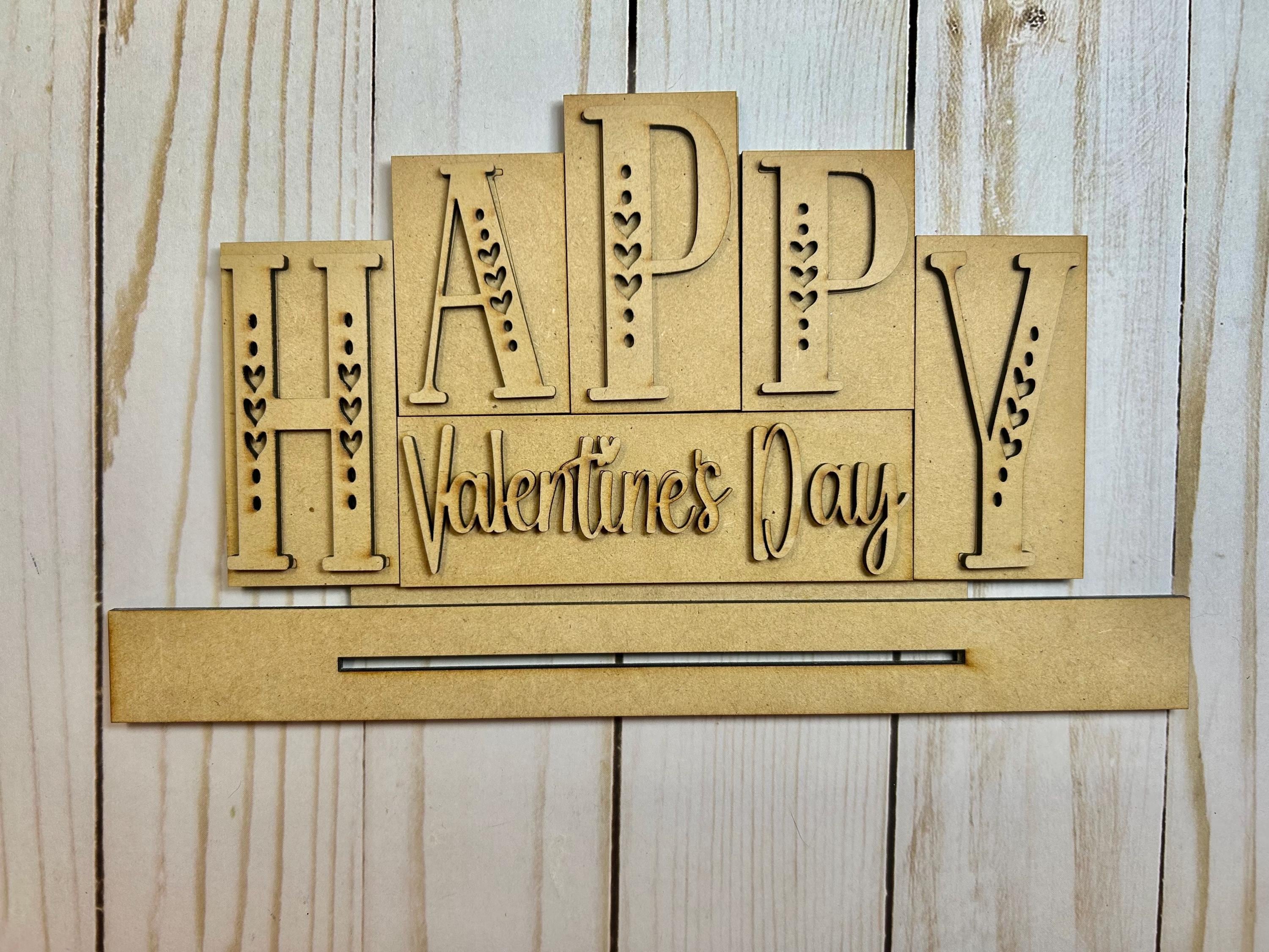 DIY Happy Valentine's Day Word Block, Valentine's Day Shelf Sitter ...
