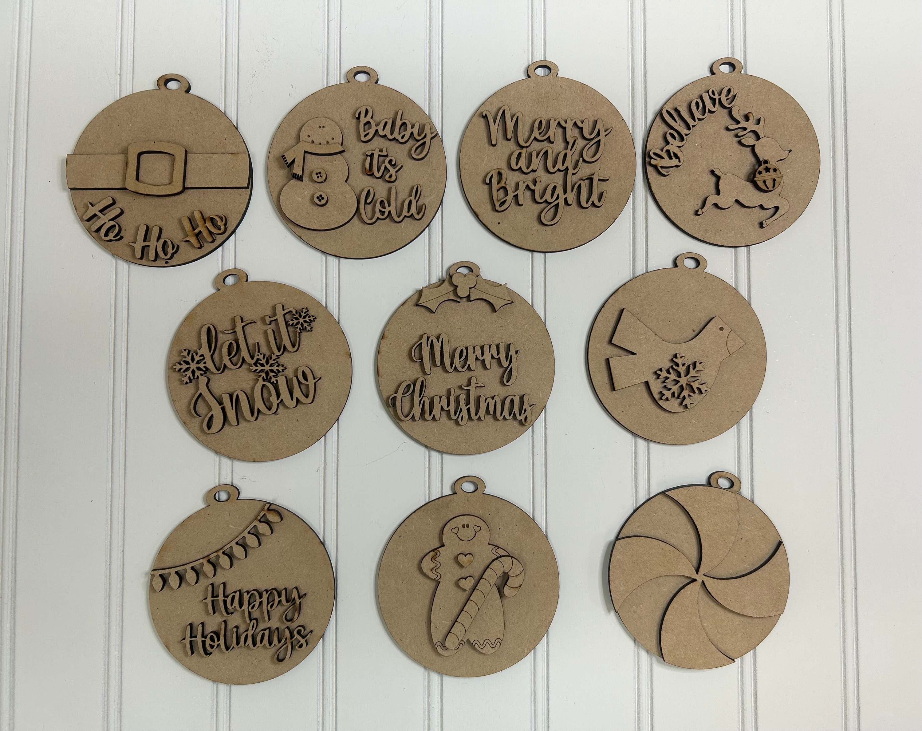 DIY Christmas Ornaments, Unfinished Christmas Wood Blanks, Ready to ...