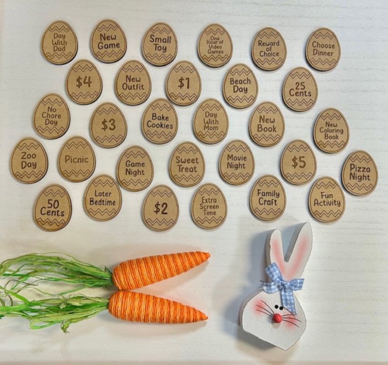 30 Easter Reward Tokens, Easter Engraved Tokens, Easter Basket Tokens ...