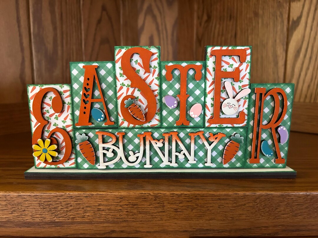Easter Bunny Word Block, Easter Bunny Shelf Sitter, Easter Shelf Sitter ...