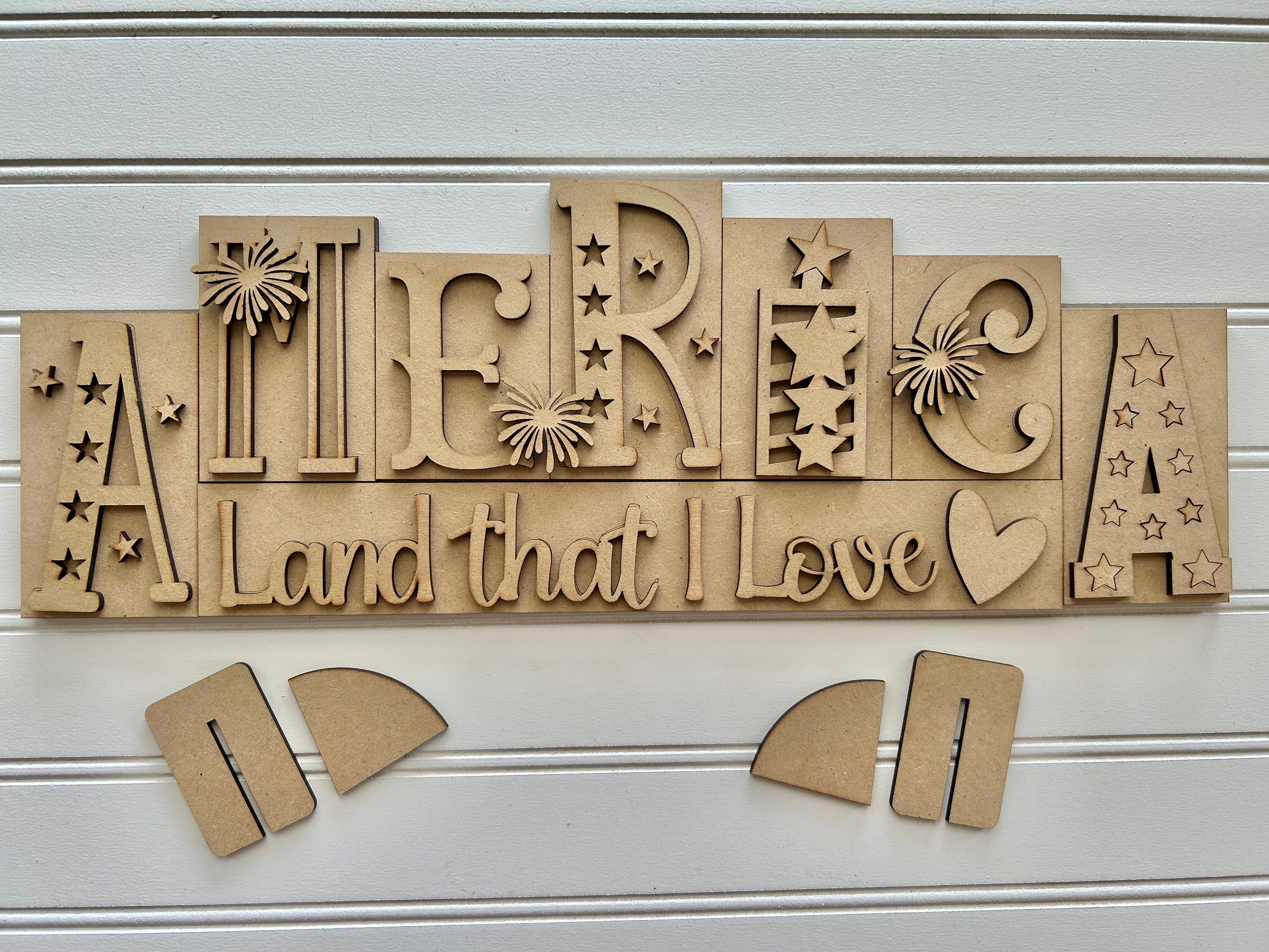 DIY America Land That I Love Word Block, DIY Word Block Letter Set, DIY ...