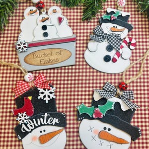 Snowman Ornaments, Bucket of Flakes, Winter Snowman, Christmas ...