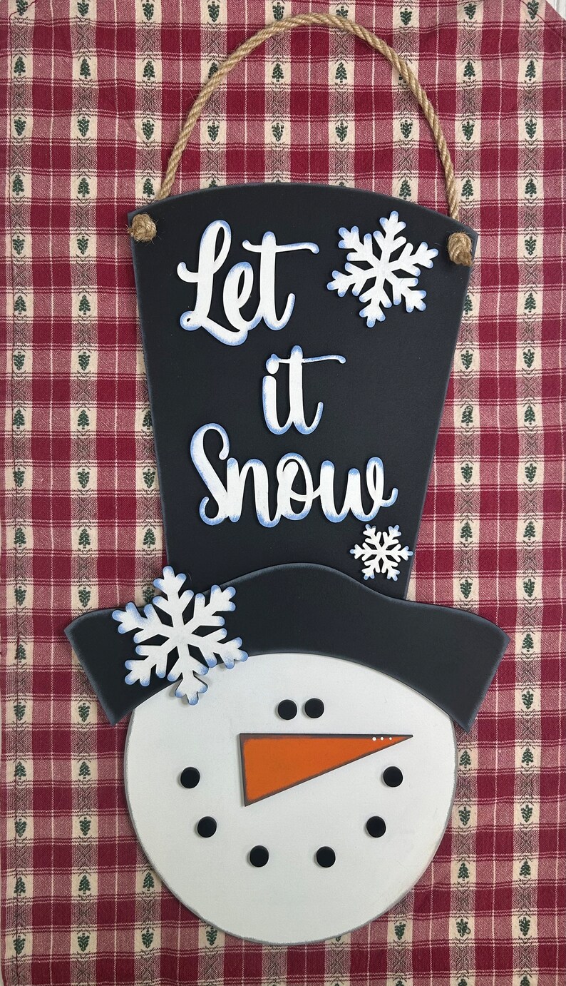 Snowman Let It Snow Door Hanger, Winter Door Hanger, Christmas Door ...