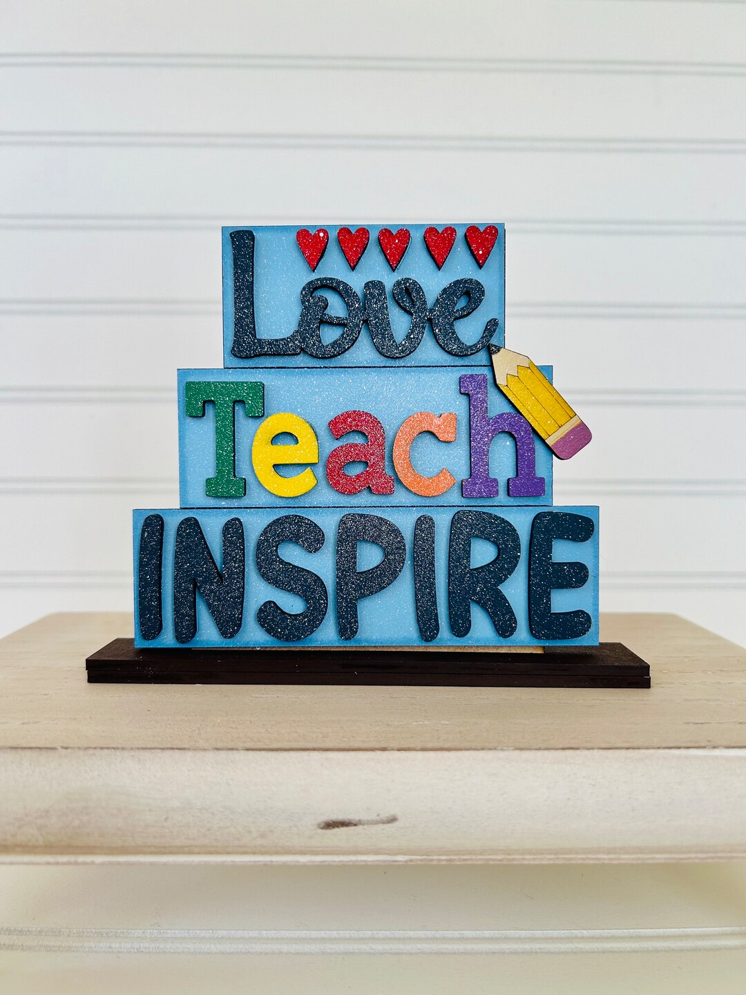 DIY Unfinished Wood Kit -love Teach Inspire Word Stacker Blocks ...