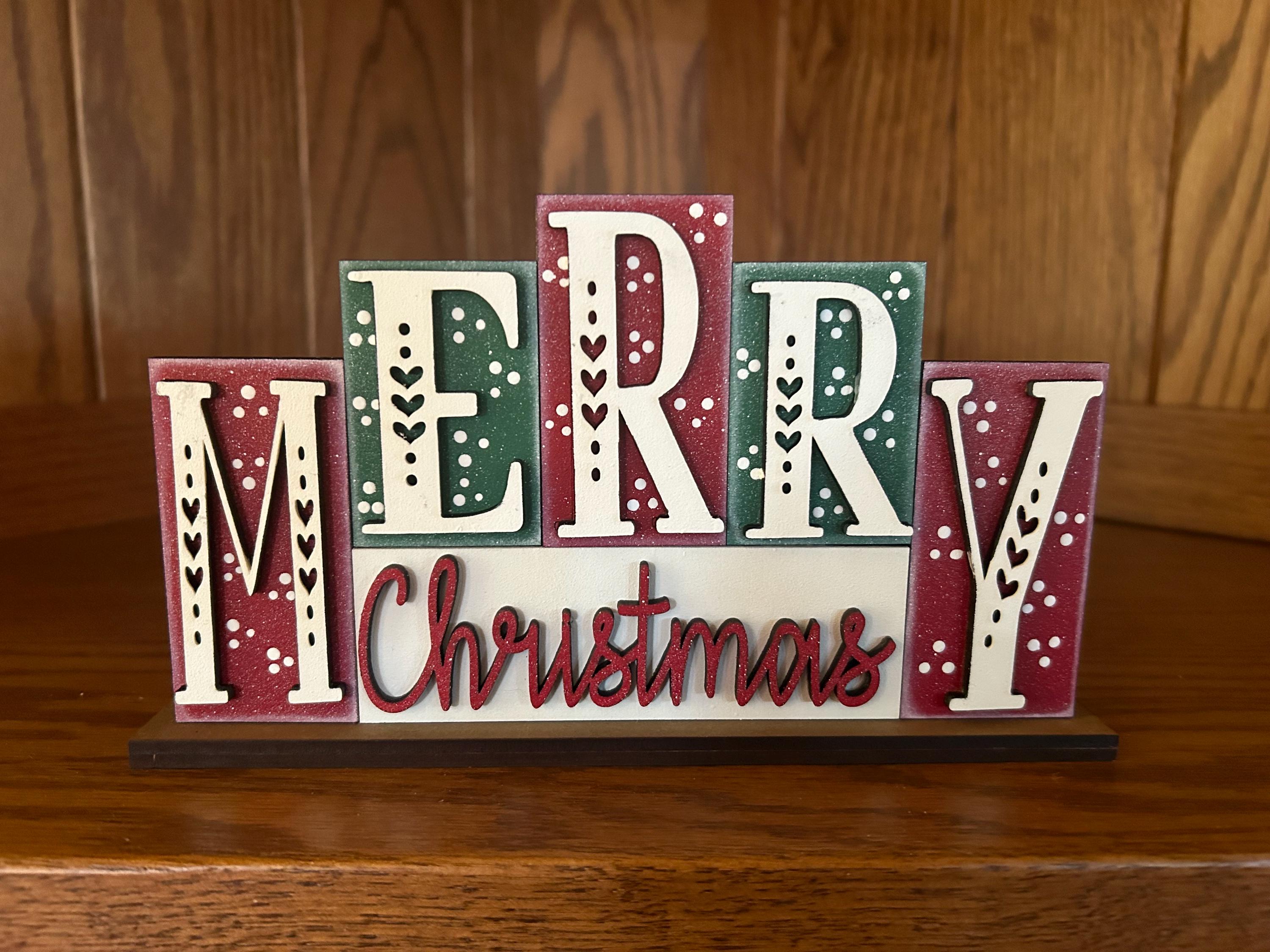 DIY Merry Christmas Word Block, Merry Christmas Shelf Sitter, Christmas ...