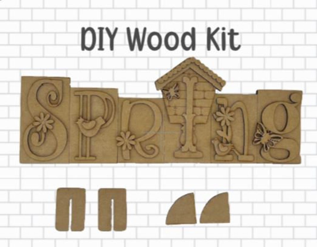 DIY Spring Word Block, DIY Word Block Letter Sets, DIY Wood Kits, Shelf ...