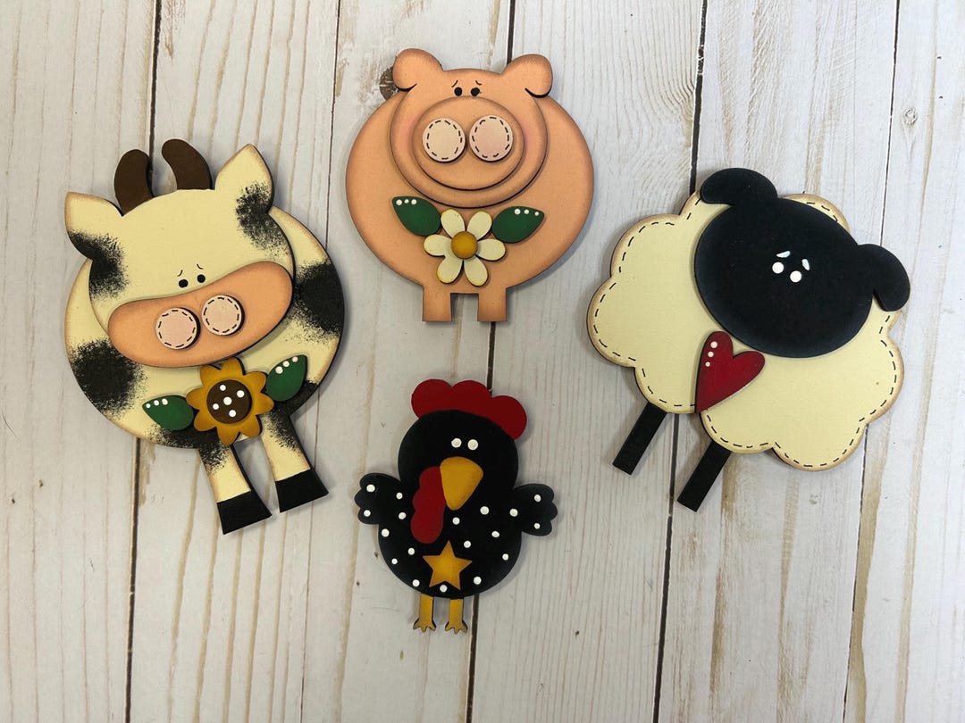 DIY Barnyard Buddies, Unfinished, Ready to Paint, Pig, Cow, Sheep ...
