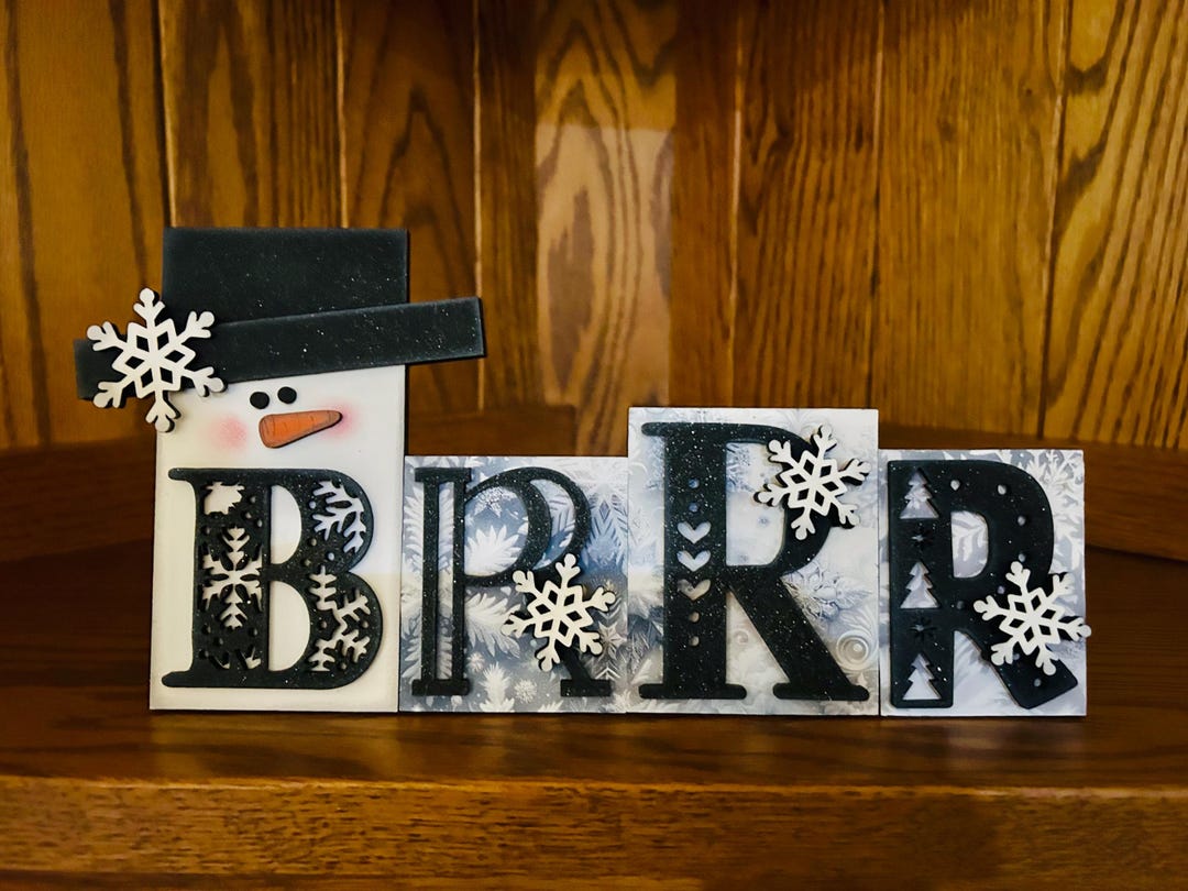 DIY Snowman Brrr Word Block, Snowman Decor, Mantel Decor, Winter Decor ...