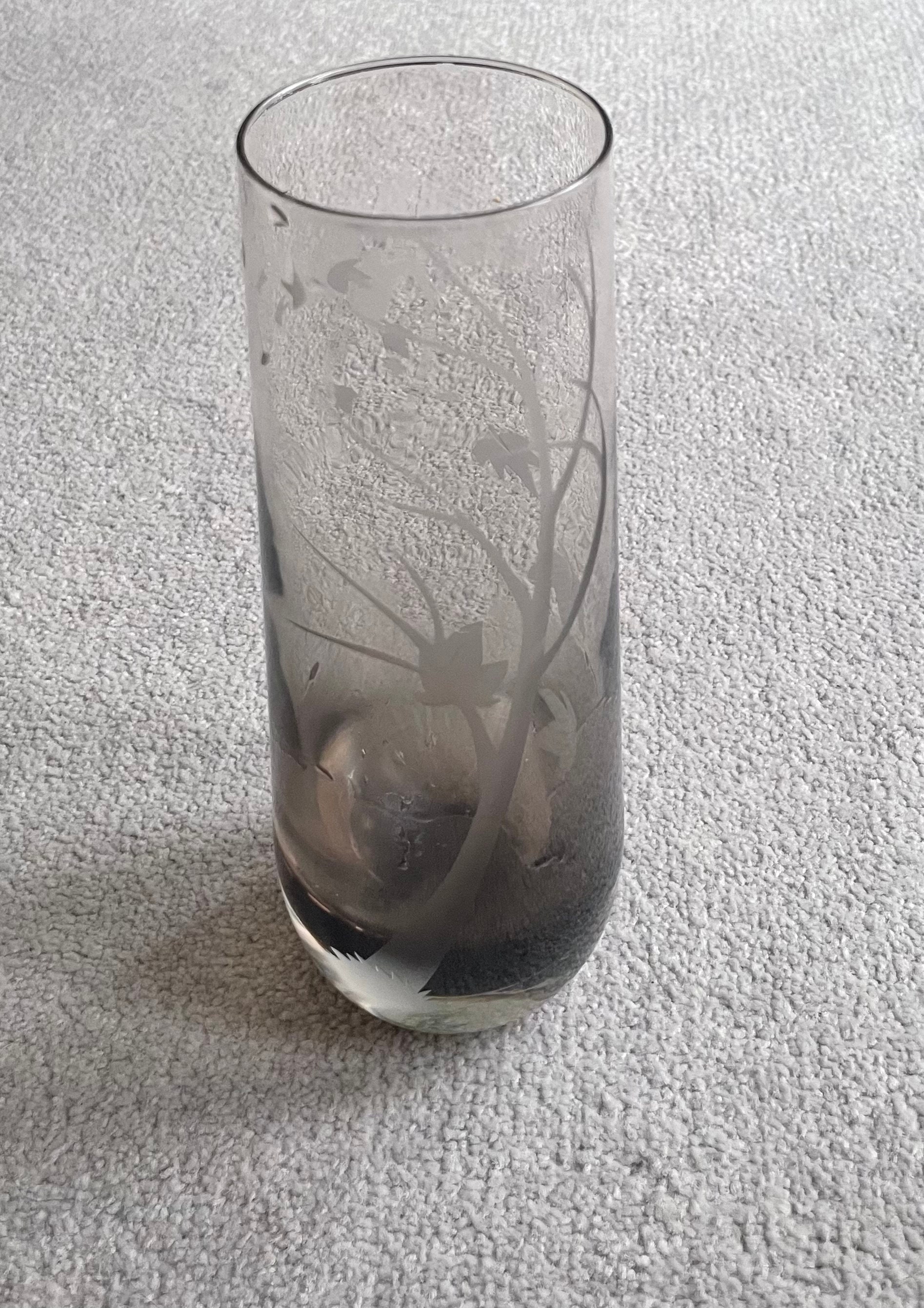 Caithness Crystal Vase, Autumn Leaves, Smokey Brown Glass Vase ...