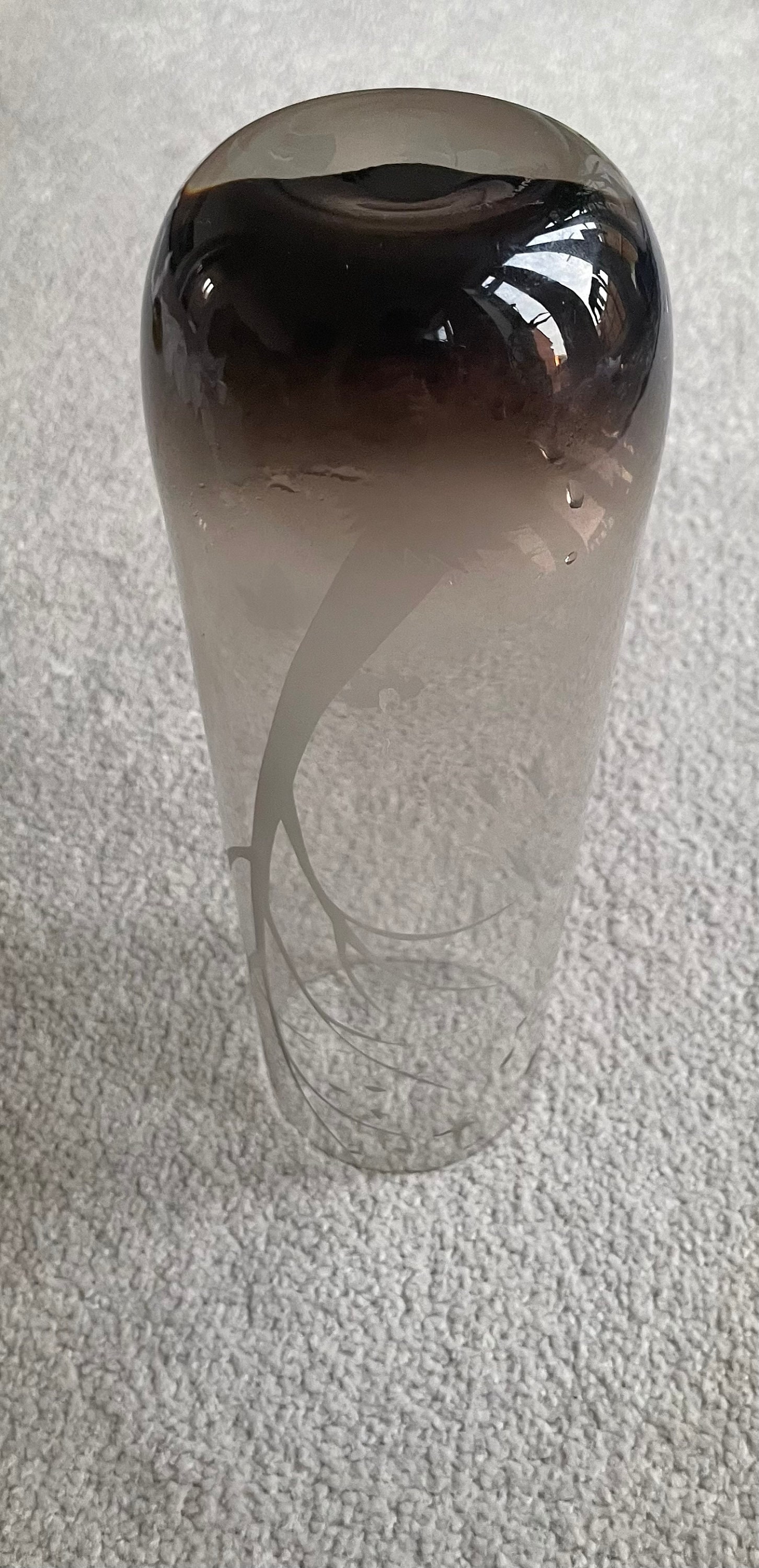 Caithness Crystal Vase, Autumn Leaves, Smokey Brown Glass Vase ...