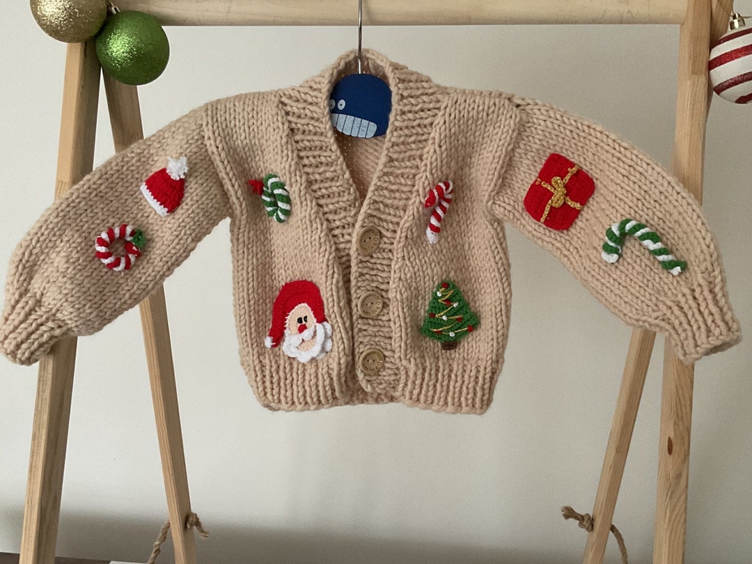Knit Christmas Baby Cardigan, Christmas Crop Knitwear Sweater for ...