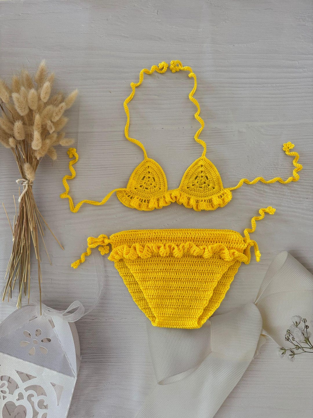 Yellow Crochet Baby Bikini: Handmade Toddler Swimsuit, Photo Prop - Etsy