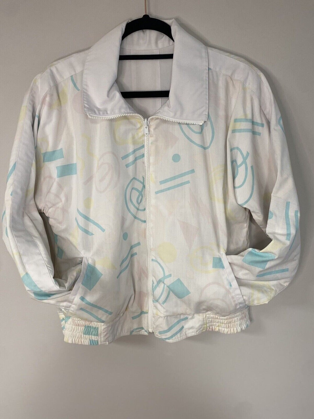 Vintage Coastal Grandma Jacket 80s Style White Pink Green - Etsy