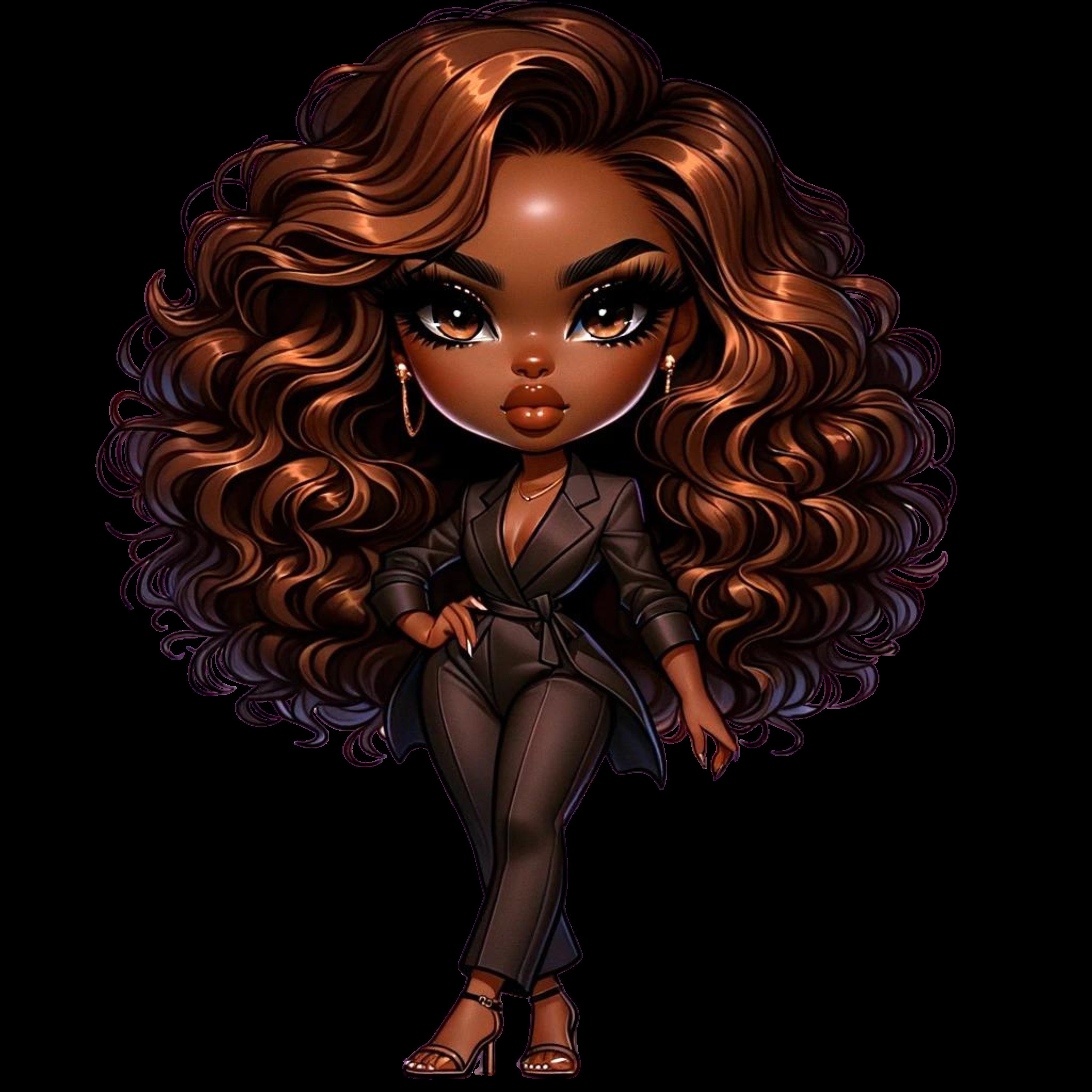 Caramel Cutie Chibi Ladies 10 PNG Files, Transparent Background, Pant ...