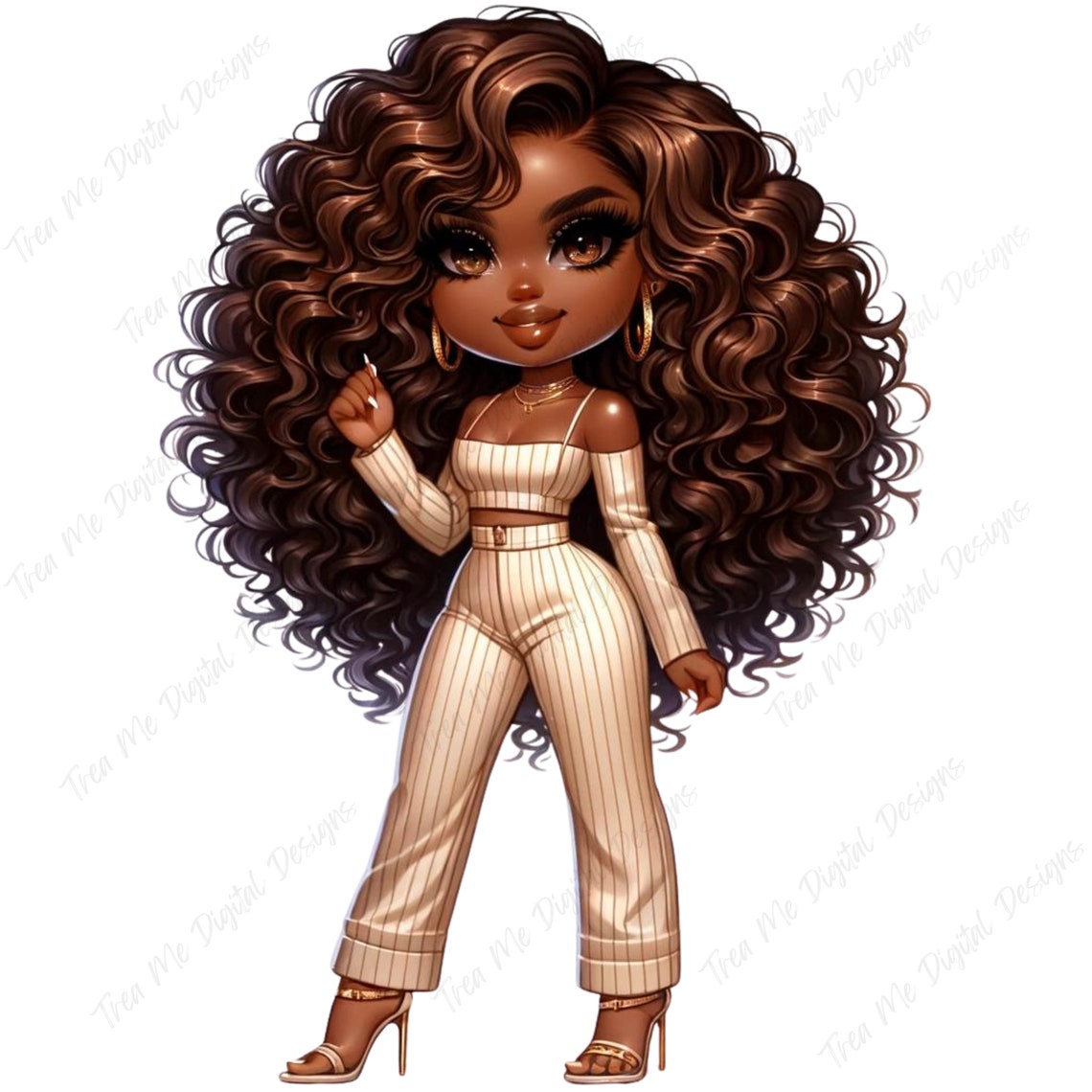 Caramel Cutie Chibi Ladies 10 PNG Files, Transparent Background, Pant ...