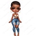 Chibi Ladies - 10 PNG Files, Transparent Background, Distressed Jeans ...