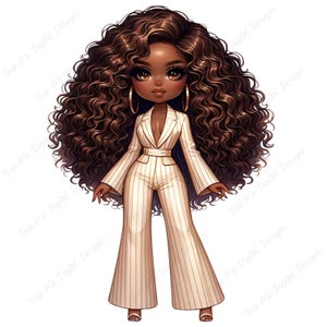 Caramel Cutie Chibi Ladies - 10 PNG Files, Transparent Background, Pant ...