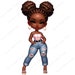 Chibi Ladies - 10 PNG Files, Transparent Background, Distressed Jeans ...