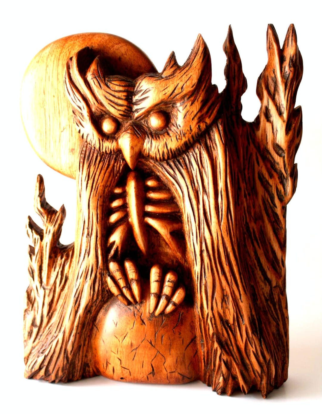 Natural Wood Owl, Night Spirit. Unique Object, Hand-carved Piece in ...