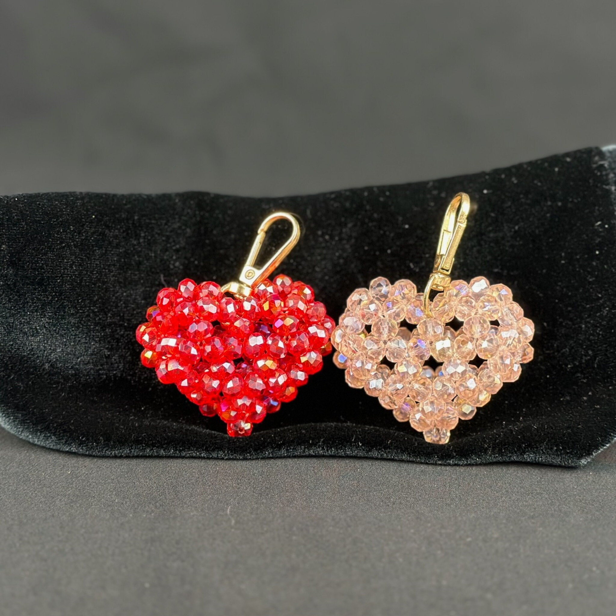 Heart Shaped Bead Keychain, Handmade 3D Heart Keyring, Cute Bag Charm ...