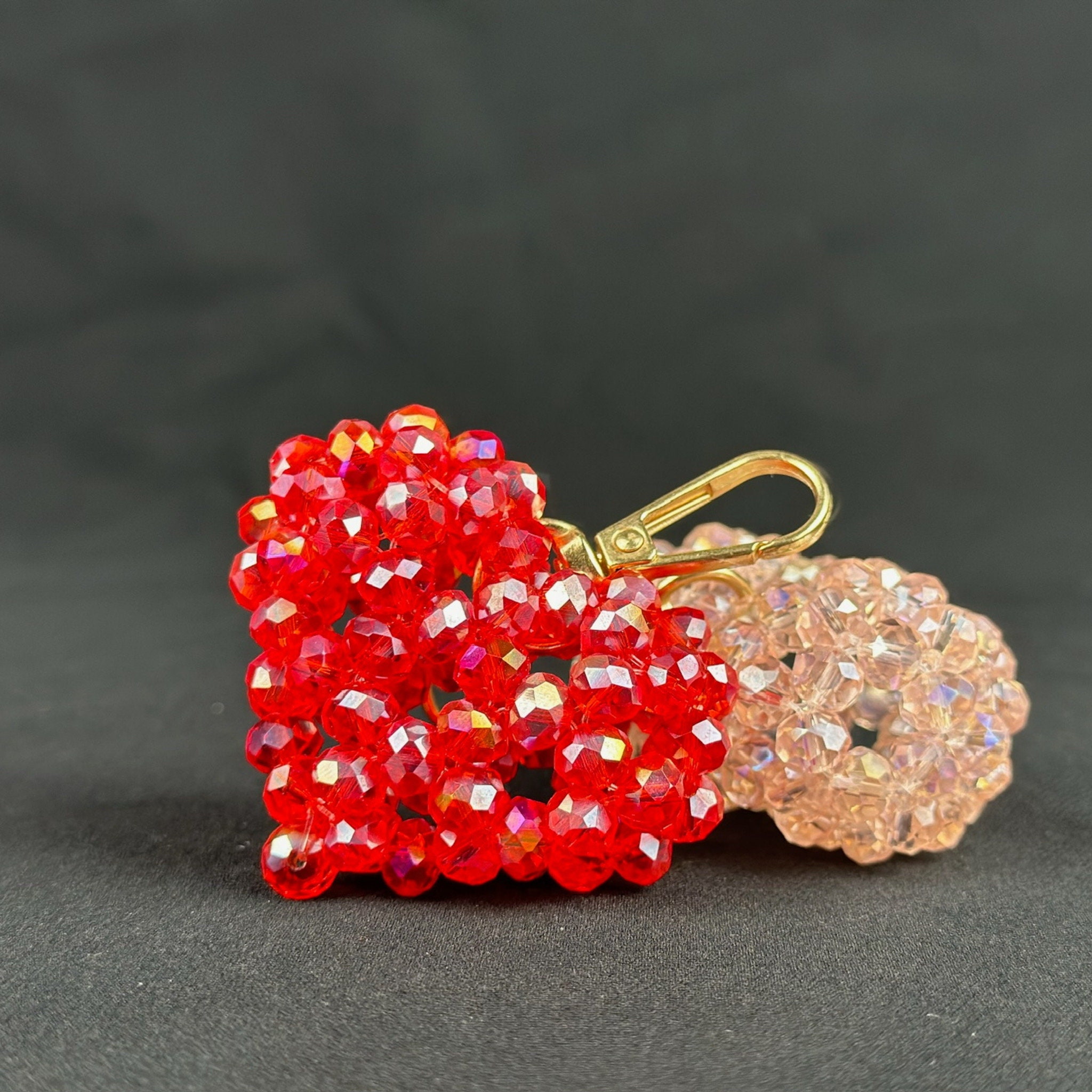 Heart Shaped Bead Keychain, Handmade 3D Heart Keyring, Cute Bag Charm ...