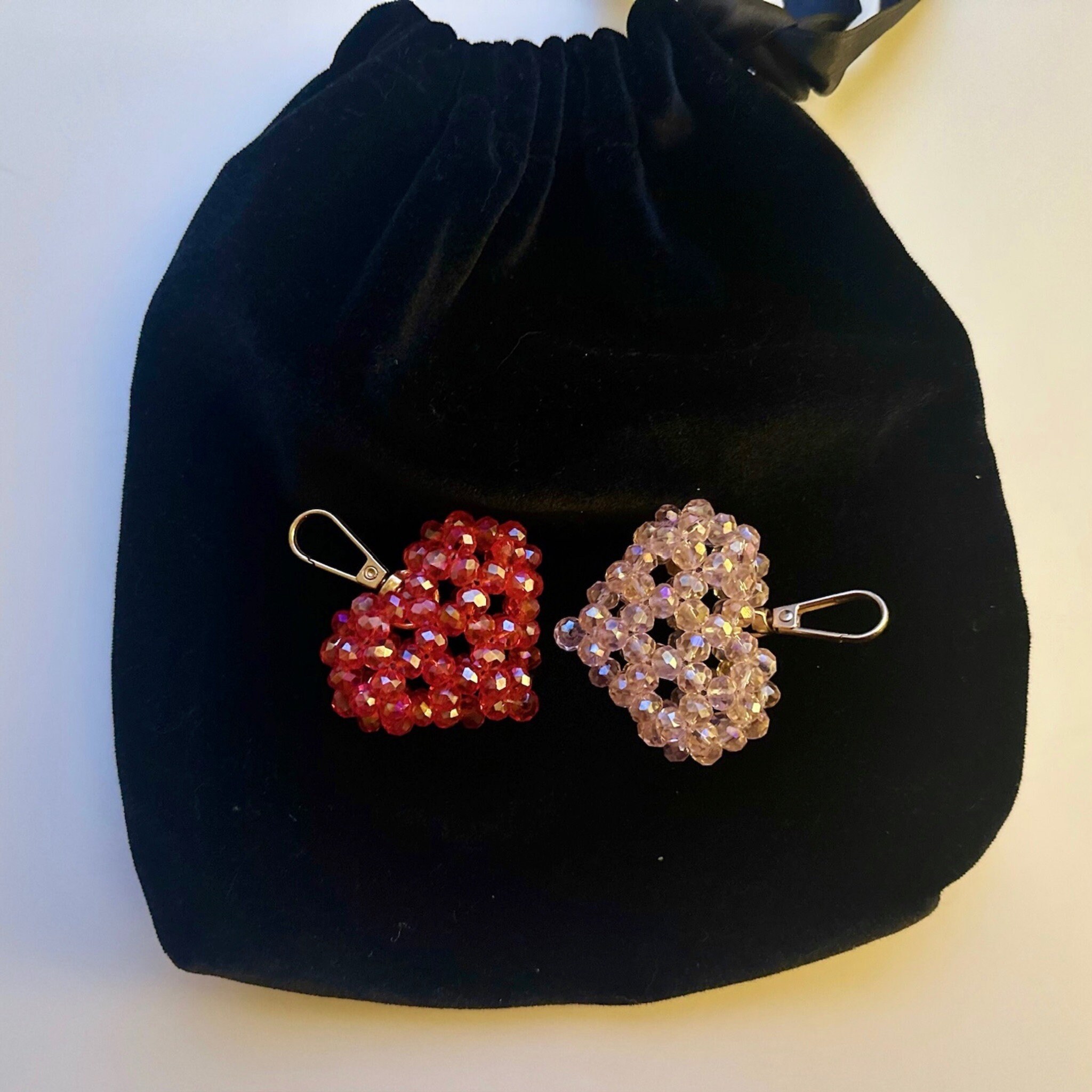 Heart Shaped Bead Keychain, Handmade 3D Heart Keyring, Cute Bag Charm ...