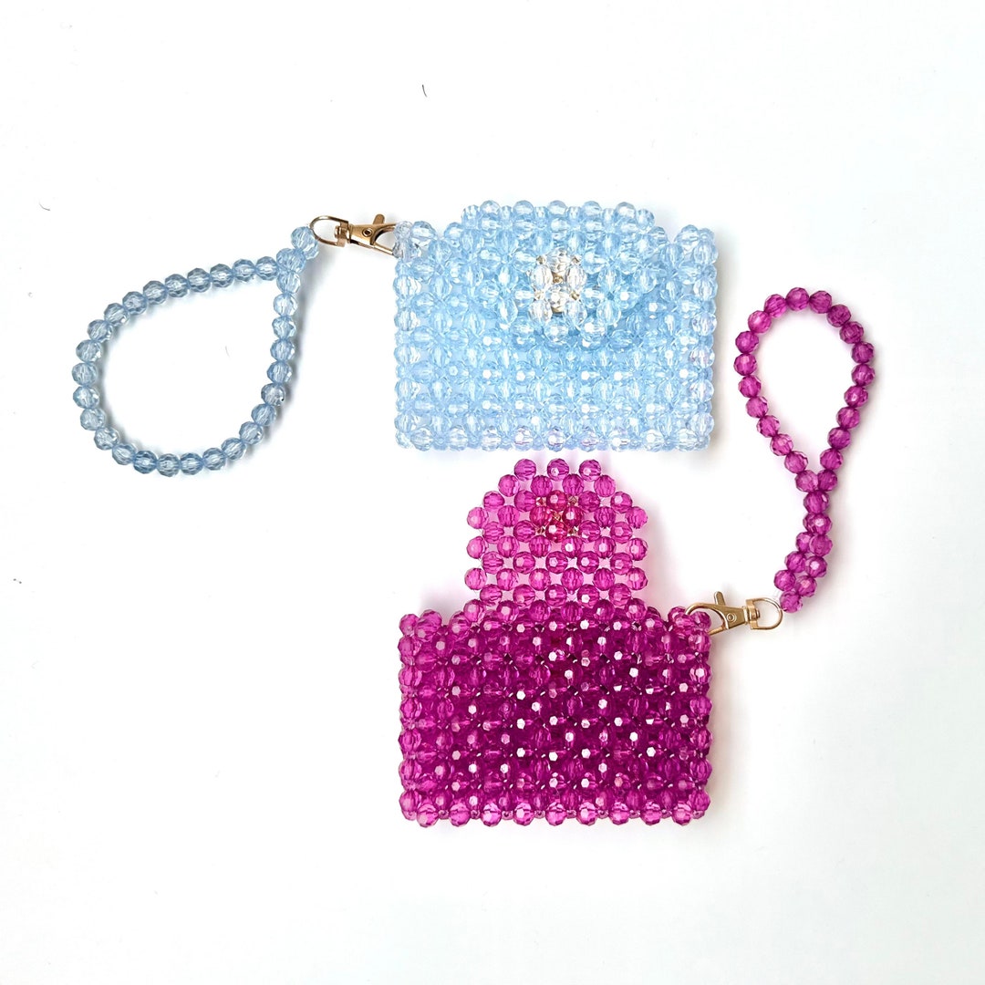Handmade Crystal Beaded Wallets for Women, Gift Wallet, Blue Purple ...