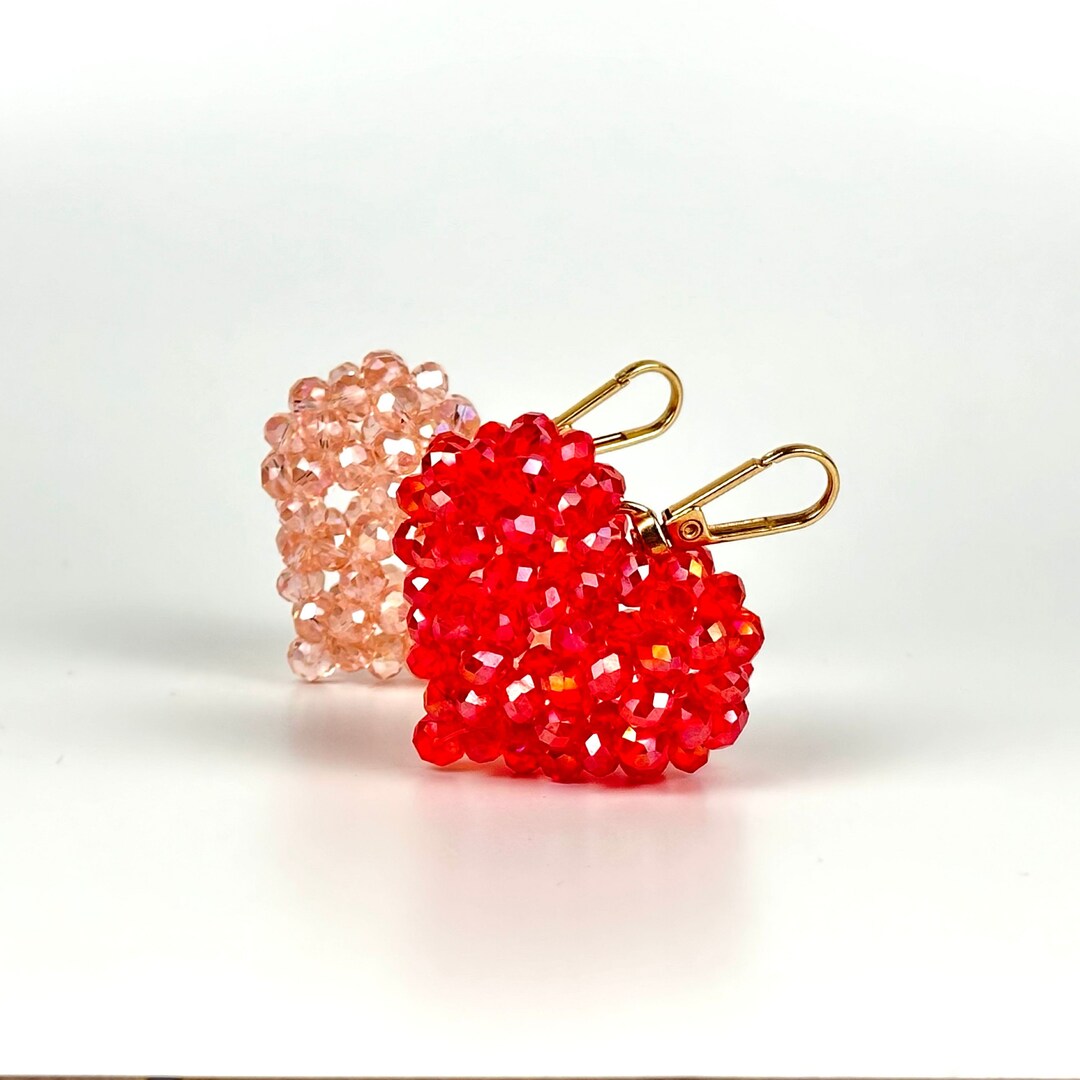 Heart Shaped Bead Keychain, Handmade 3D Heart Keyring, Cute Bag Charm ...