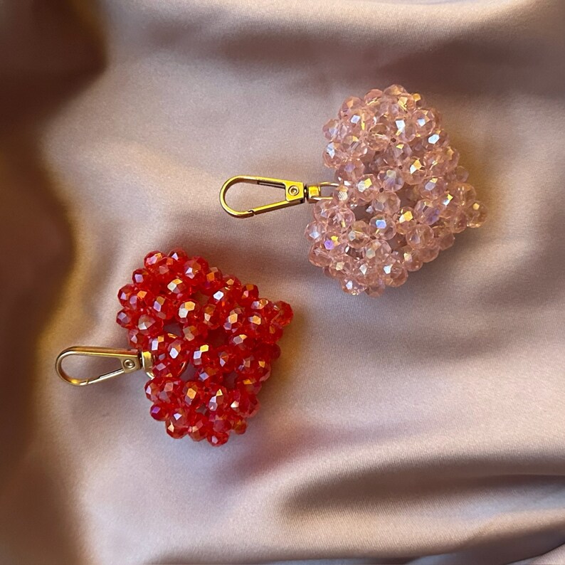 Heart Shaped Bead Keychain, Handmade 3D Heart Keyring, Cute Bag Charm ...