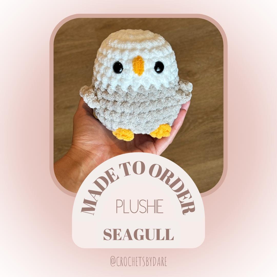 Seagull Birdy Friend Crochet Plushie [made to Order], Amigurumi Stuffed ...