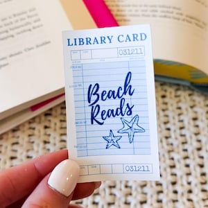 Beach Reads Library Card Sticker | Bookish Summer | Coastal Aesthetic ...