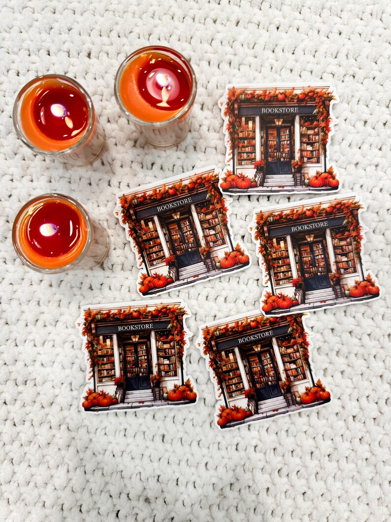 Cozy Fall Bookstore Vinyl Sticker | Autumn Aesthetic Book Lover Gift ...