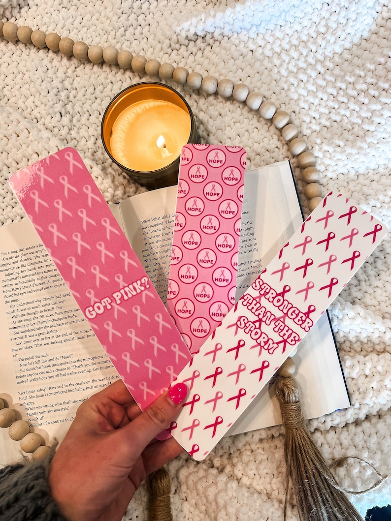 Breast Cancer Laminated Bookmark Breast Cancer Support - Etsy