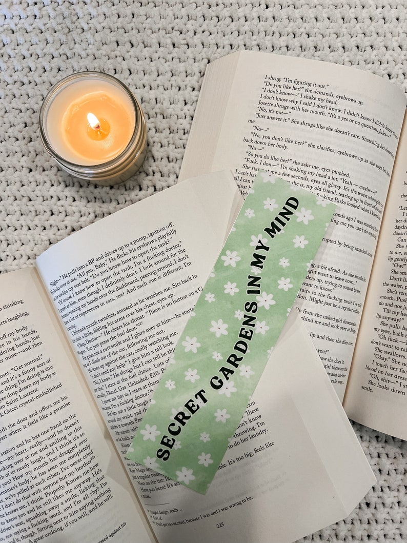 Secret Gardens in My Mind Laminated Handmade Bookmark Floral Bookmark ...