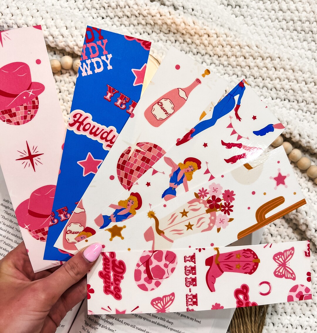 Set of Disco Cowgirl Handmade Laminated Bookmarks | Pink Aesthetic ...