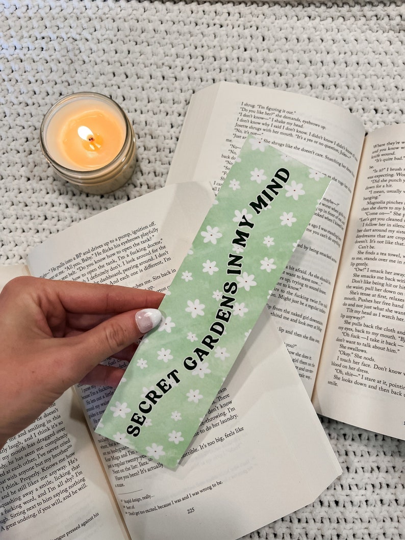 Secret Gardens in My Mind Laminated Handmade Bookmark Floral Bookmark ...