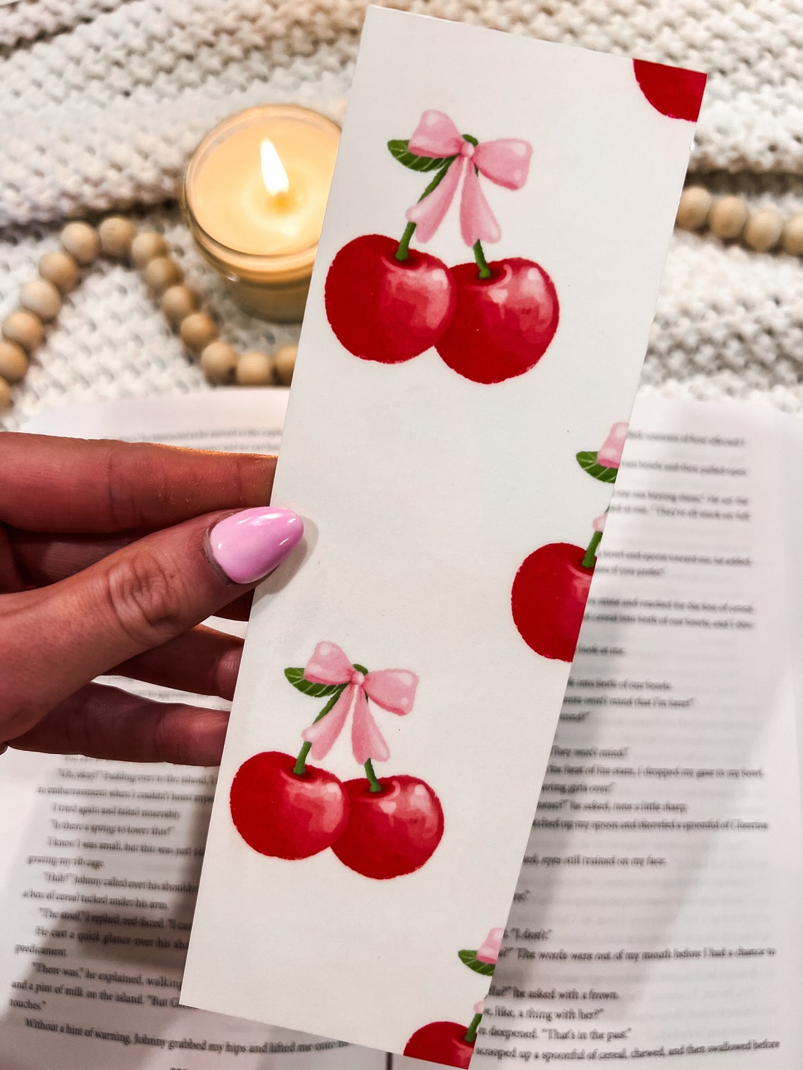 Set of Coquette Laminated Bookmarks | Watercolor Fruit | Bow Bookmark ...