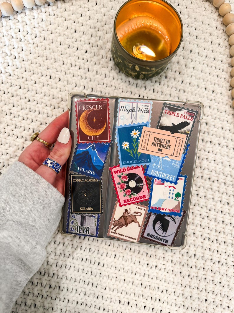 Book Postage Stamp Design Pack of 16 | Booktok | Kindle Stickers ...