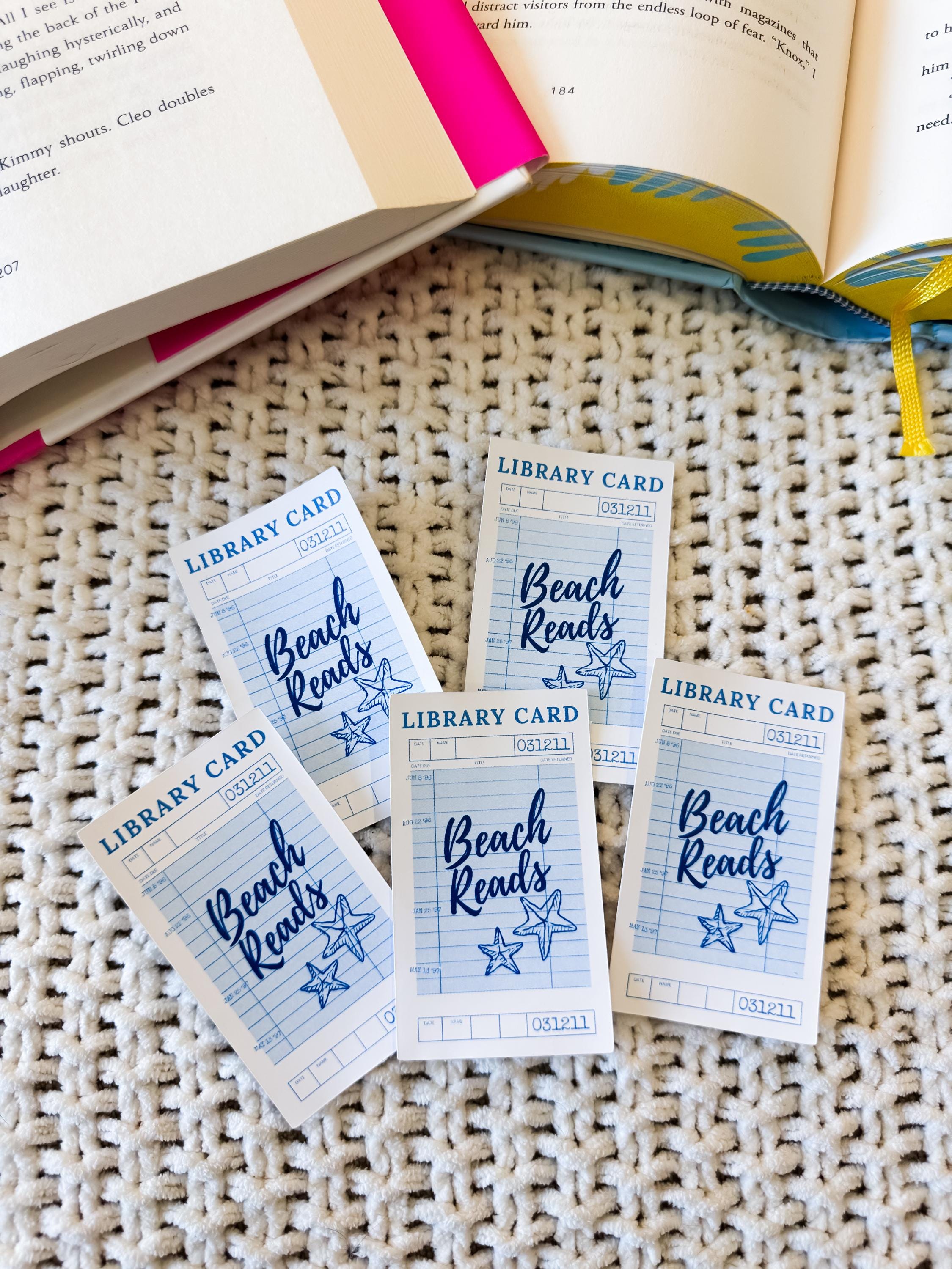 Beach Reads Library Card Sticker | Bookish Summer | Coastal Aesthetic ...