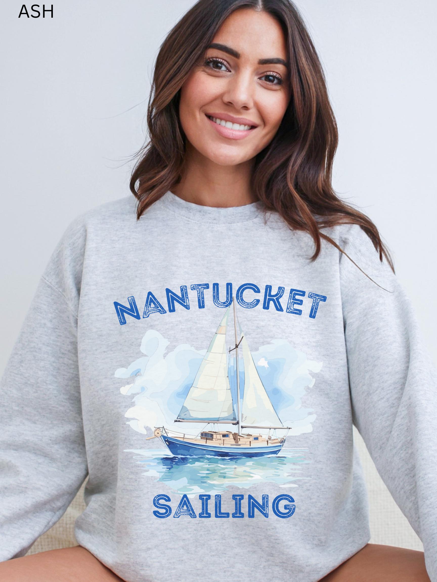 Nantucket Sailing Gildan Crewneck | Watercolor Sailboat Sweater ...