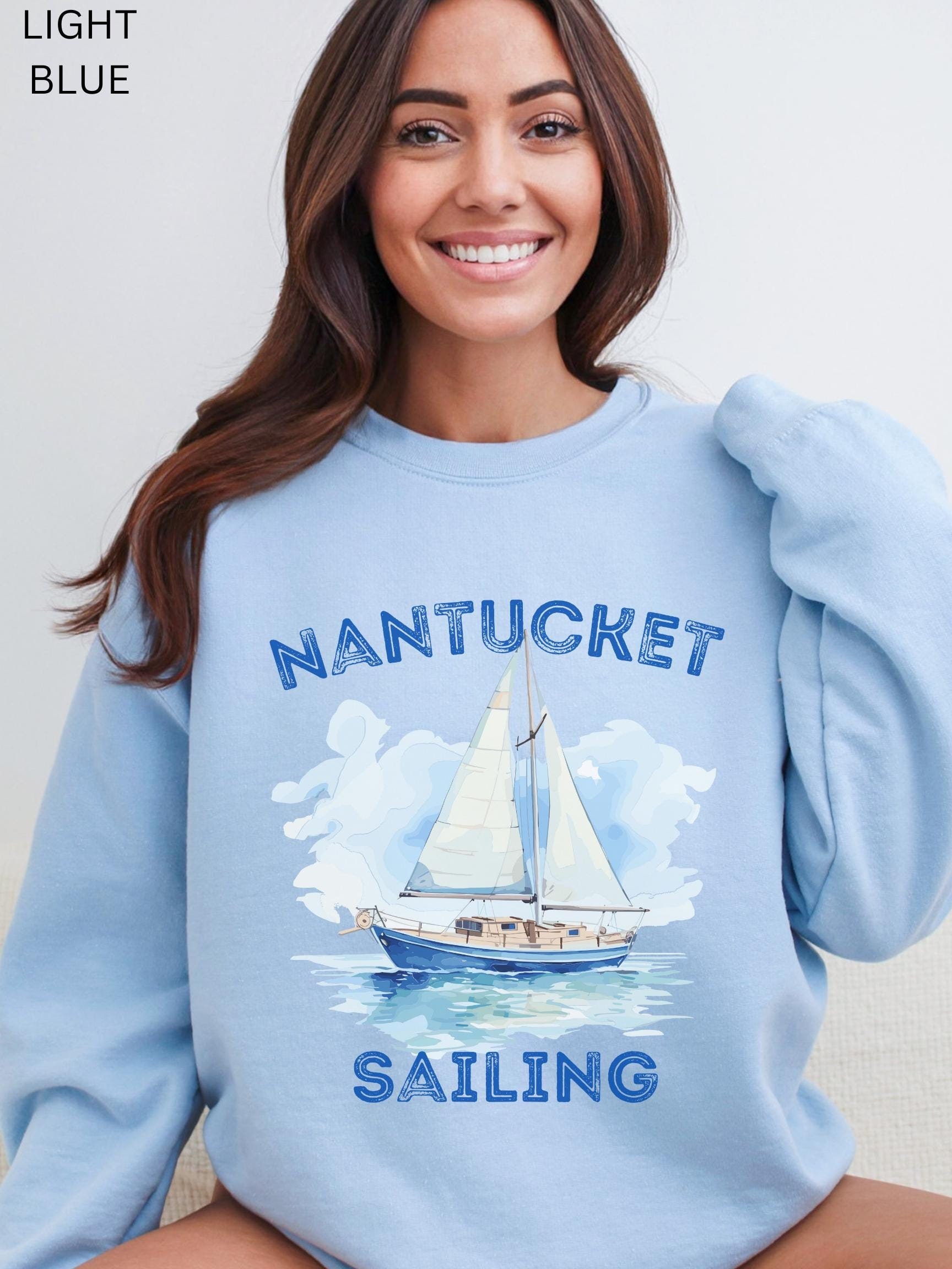Nantucket Sailing Gildan Crewneck | Watercolor Sailboat Sweater ...
