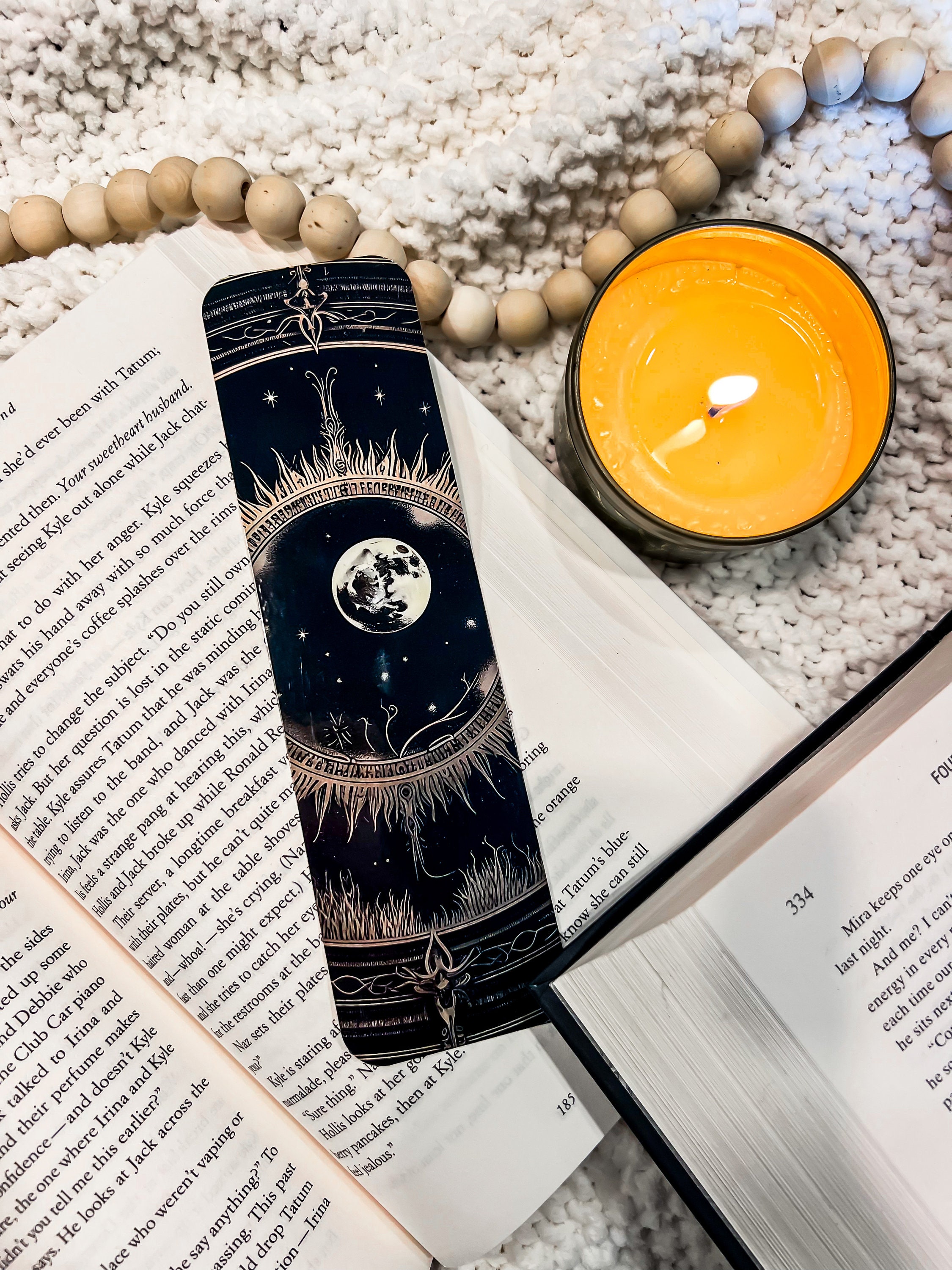 Black and Gold Laminated Bookmark Celestial Astronomy Book Lover Gift ...