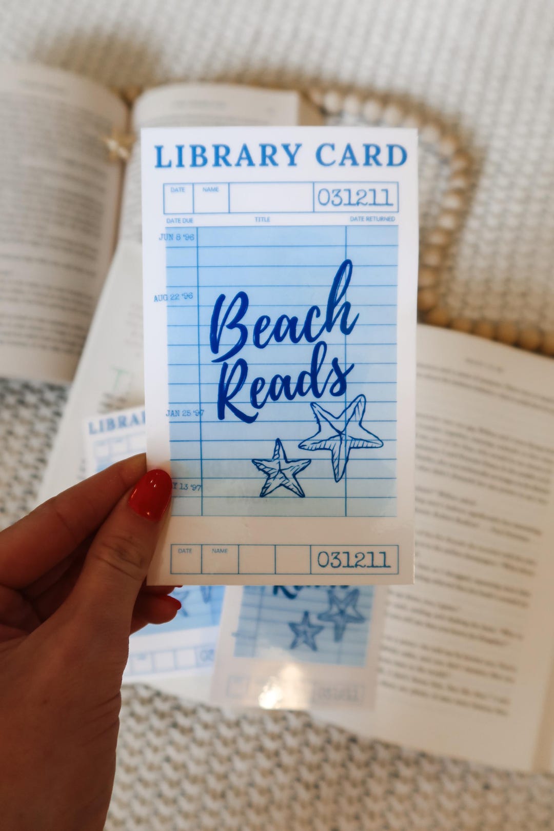 Beach Reads Library Card Bookmark | Bookish Summer | Coastal Aesthetic ...