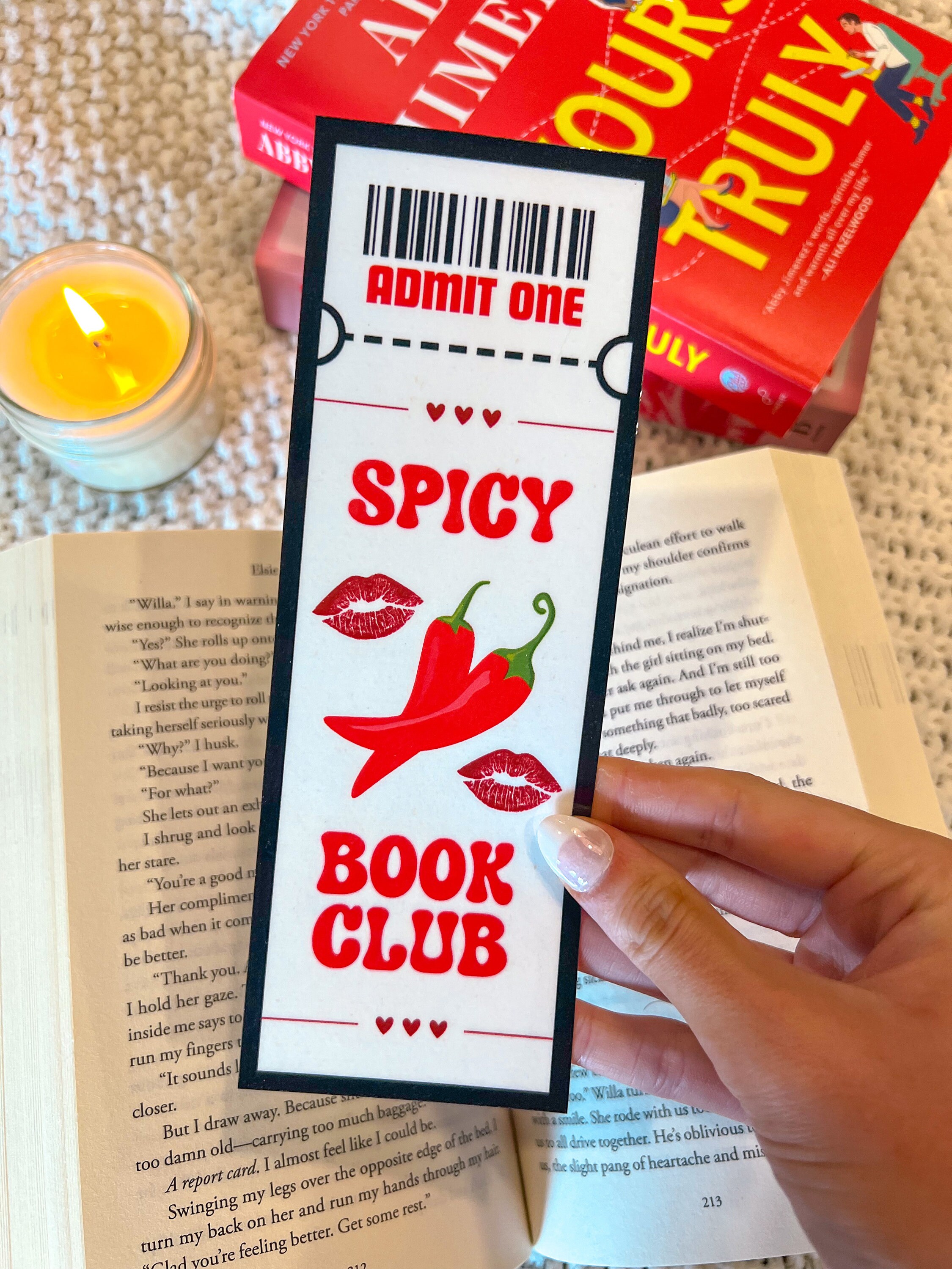 Spicy Book Club Ticket Handmade Laminated Bookmark | Smut | Girly ...
