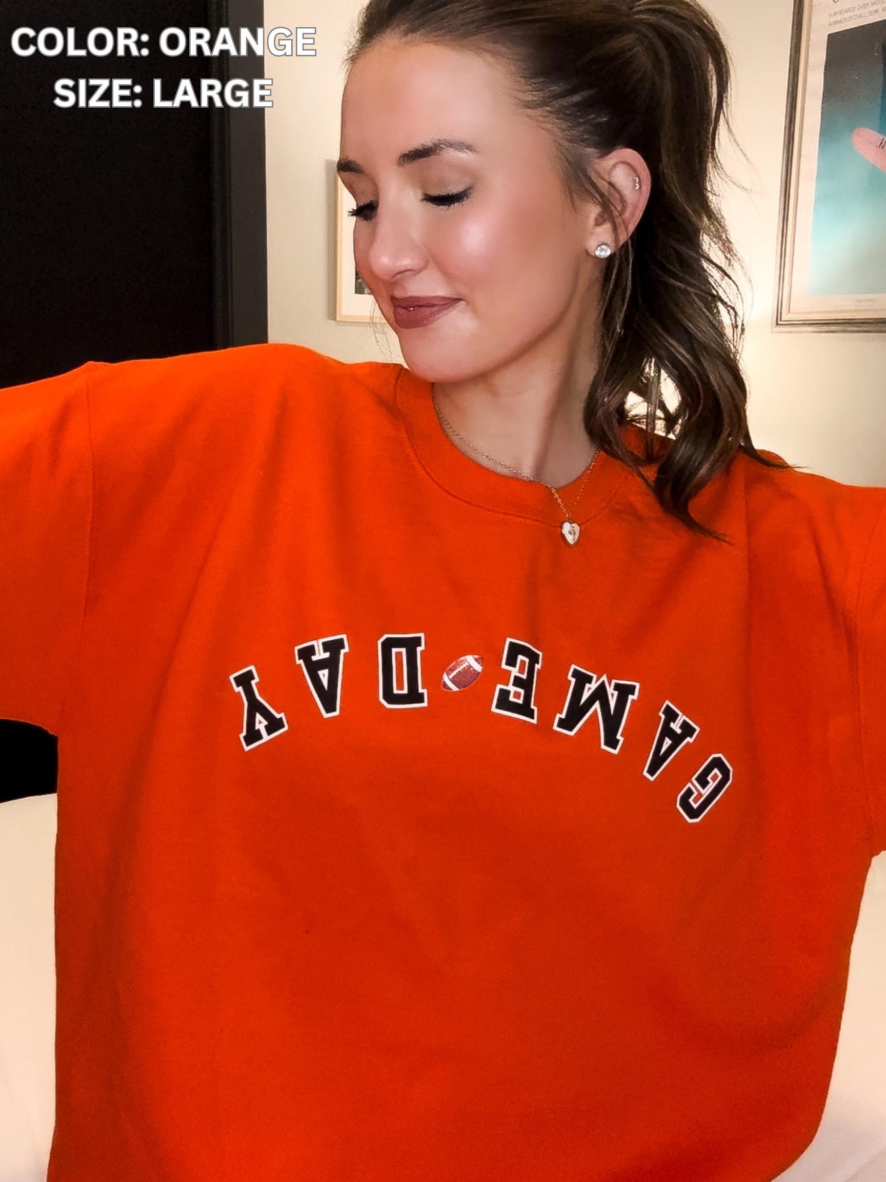 Game Day Football Upside Down Gildan Crewneck Sweatshirt | Tailgaiting ...