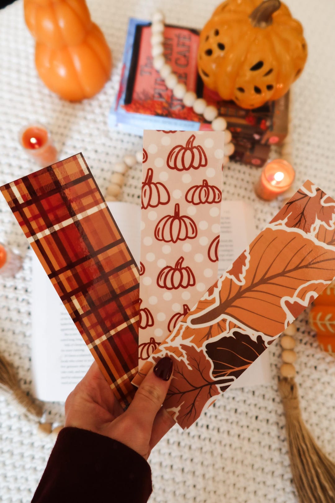 Autumn Bookmark Set | Handmade Laminated Fall Bookmarks | Pumpkin ...