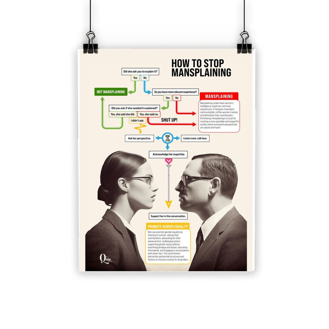 How to Stop Mansplaining Flowchart Classic Poster - Etsy