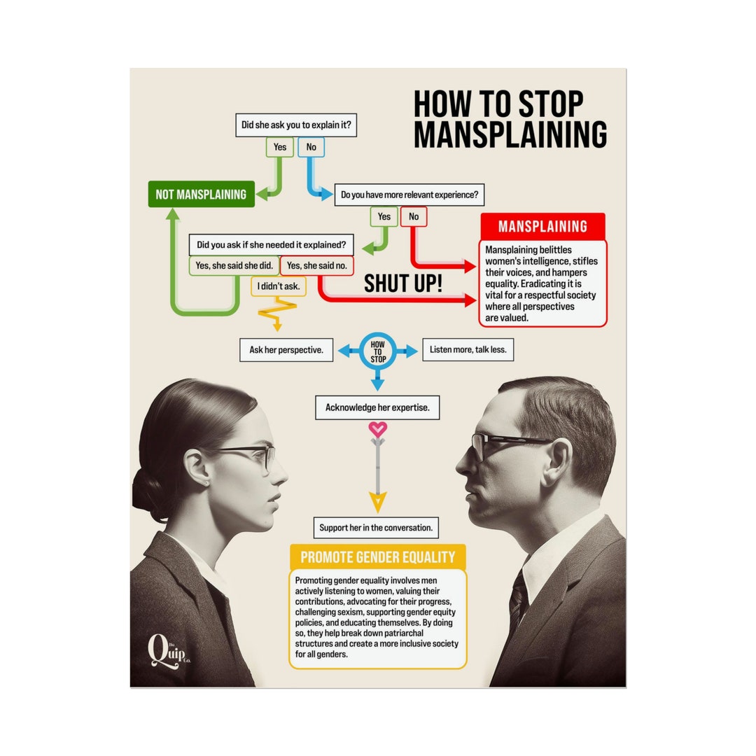 How to Stop Mansplaining Flowchart Poster - Etsy