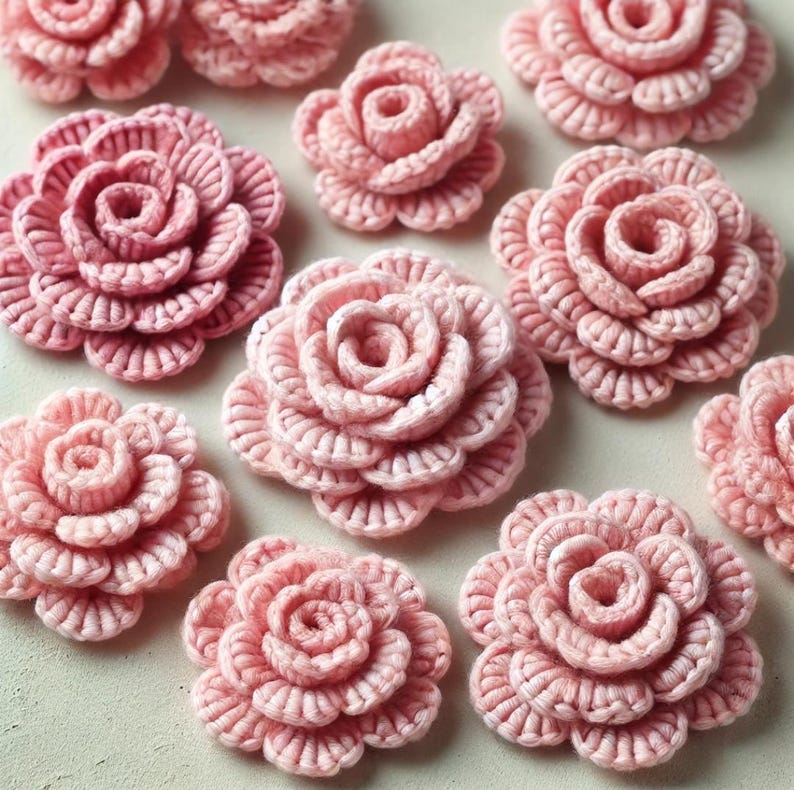 Pink Rose Crochet Flower Pattern Amigurumi Digital PDF Pattern - Etsy